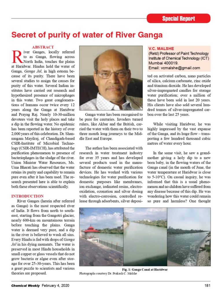 Secret Of Purity Of Water Of River Ganga - NICHEM Solutions